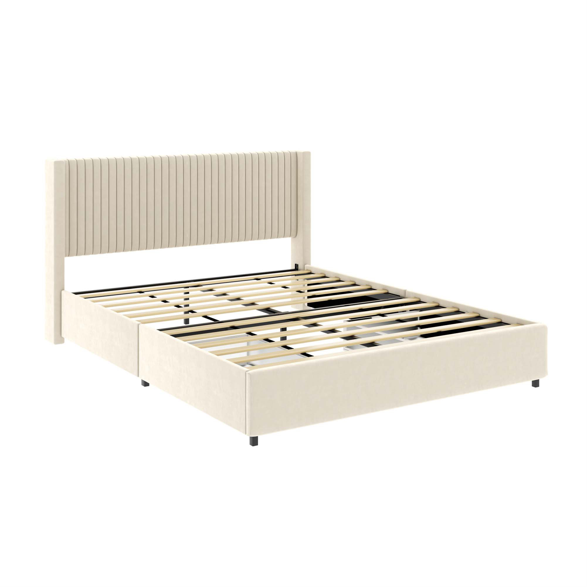Latitude Run® Anna Patented 2-Drawer Storage Bed Velvet Upholstered ...