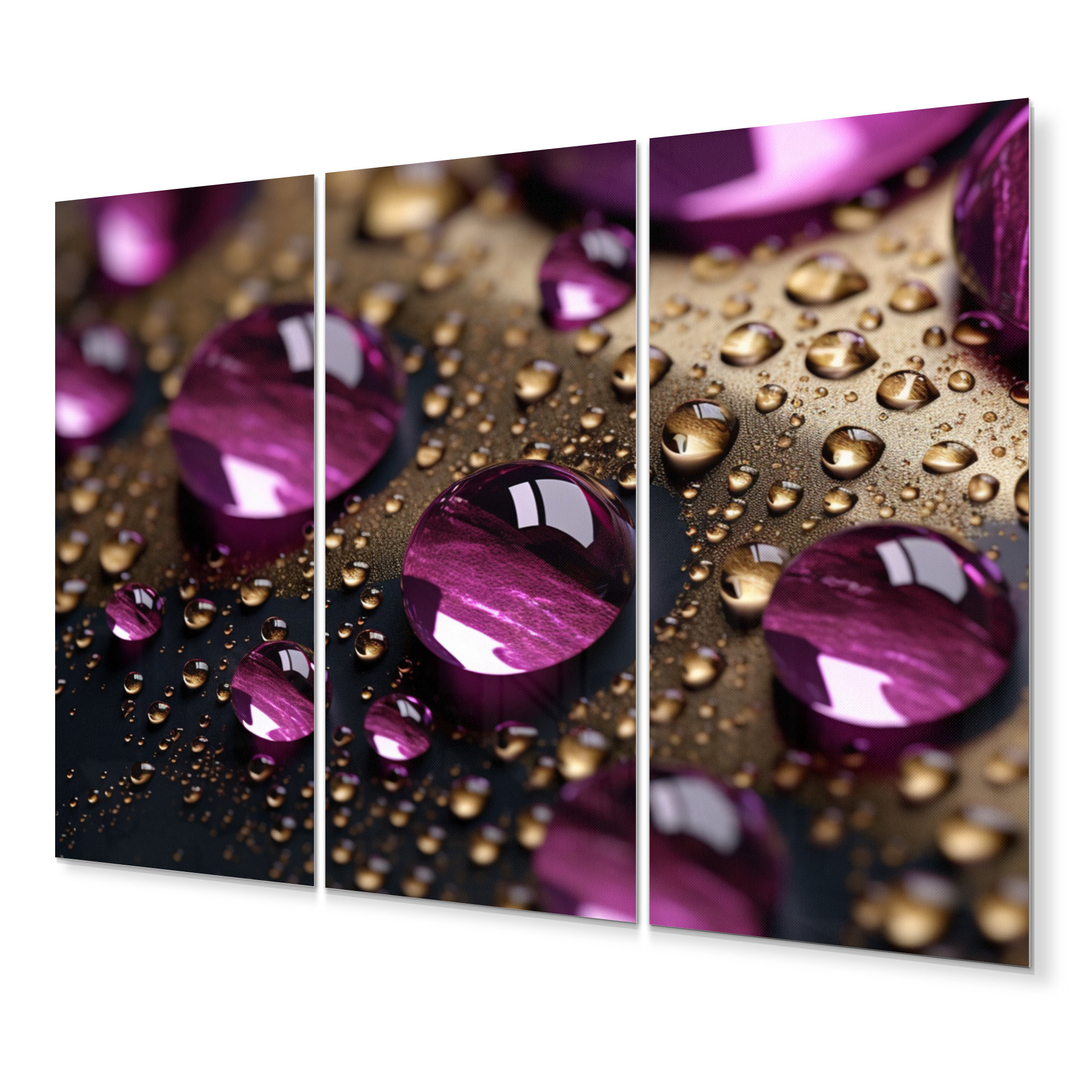 Ebern Designs Purple Rose With Raindrops - Raindrops Metal Wall Decor ...