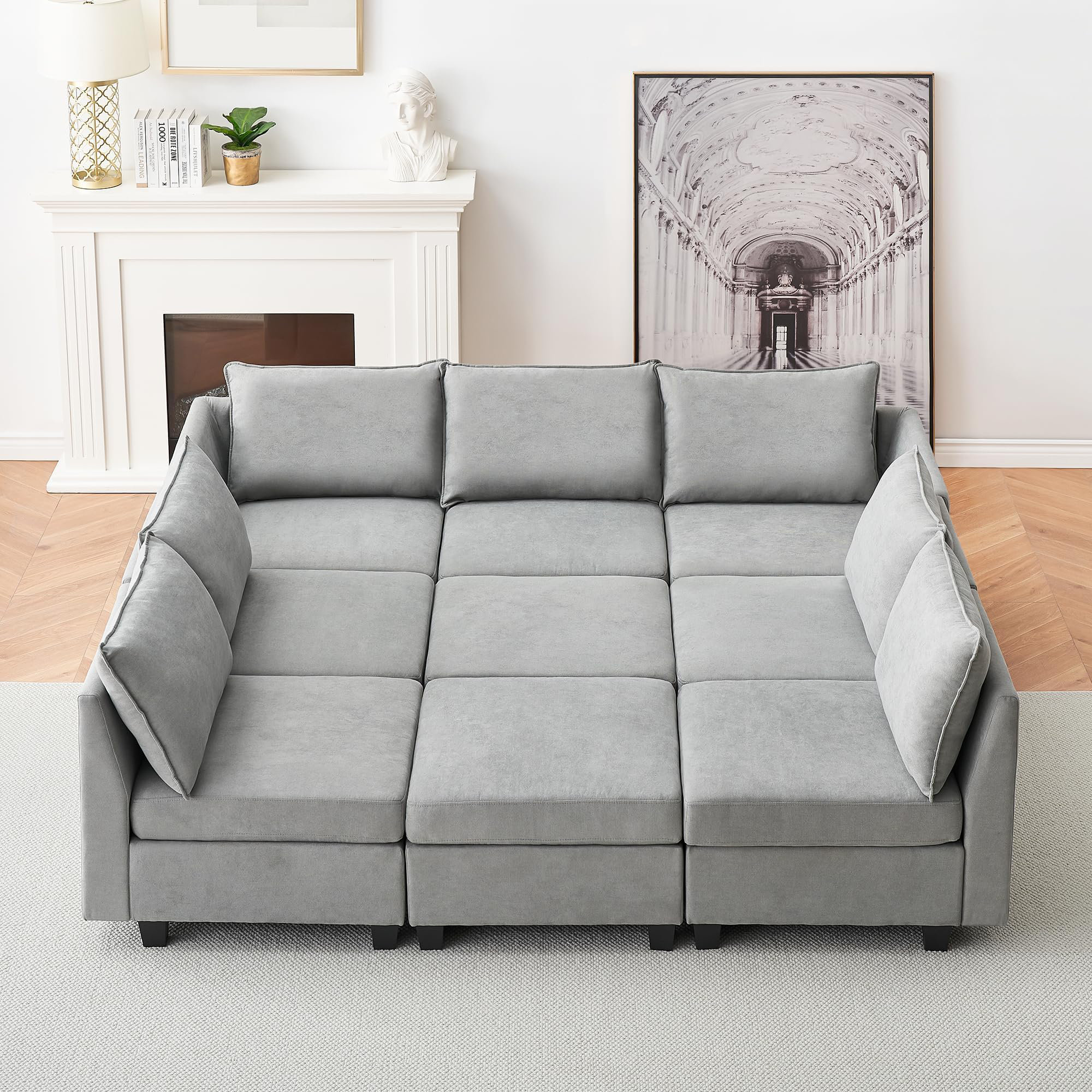 ZACOO Sleeper Sofa, 9 Seat U-Shape Sofa With Reversible Chaise ...