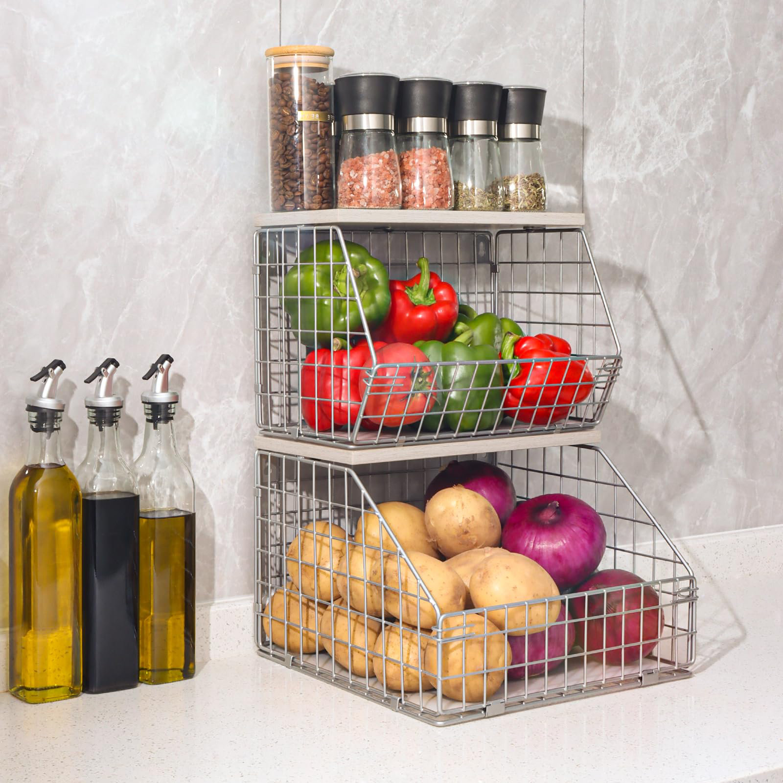 HUDSON & ASHTON LLC 2-Piece Stackable Wall-Mounted Food Storage ...