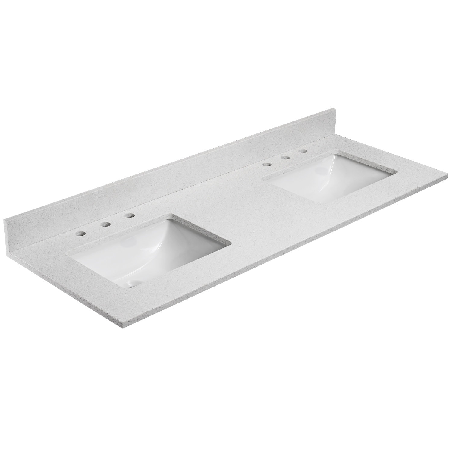 PROOX 72'' Quartz Stone Double Vanity Top with Sink and 3 Faucet Holes ...