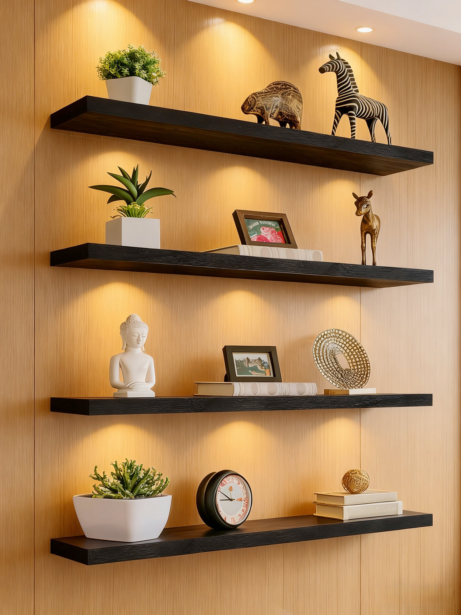 17 Stories 35.6 Inch Real Wood Floating Shelf, Solid Wood Wall Mounted ...