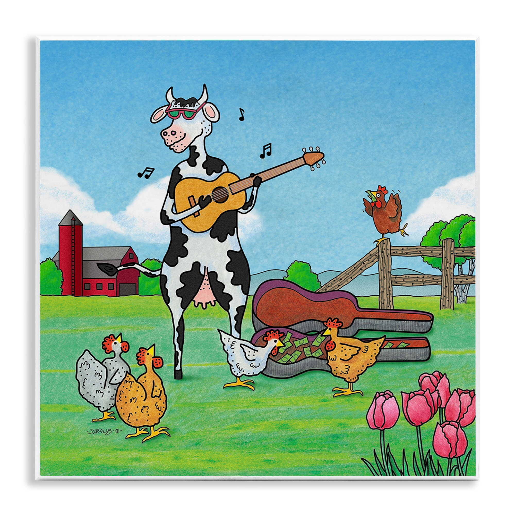 Ophelia & Co. Busking Cow with Audience Wall Plaque, design by Roger ...