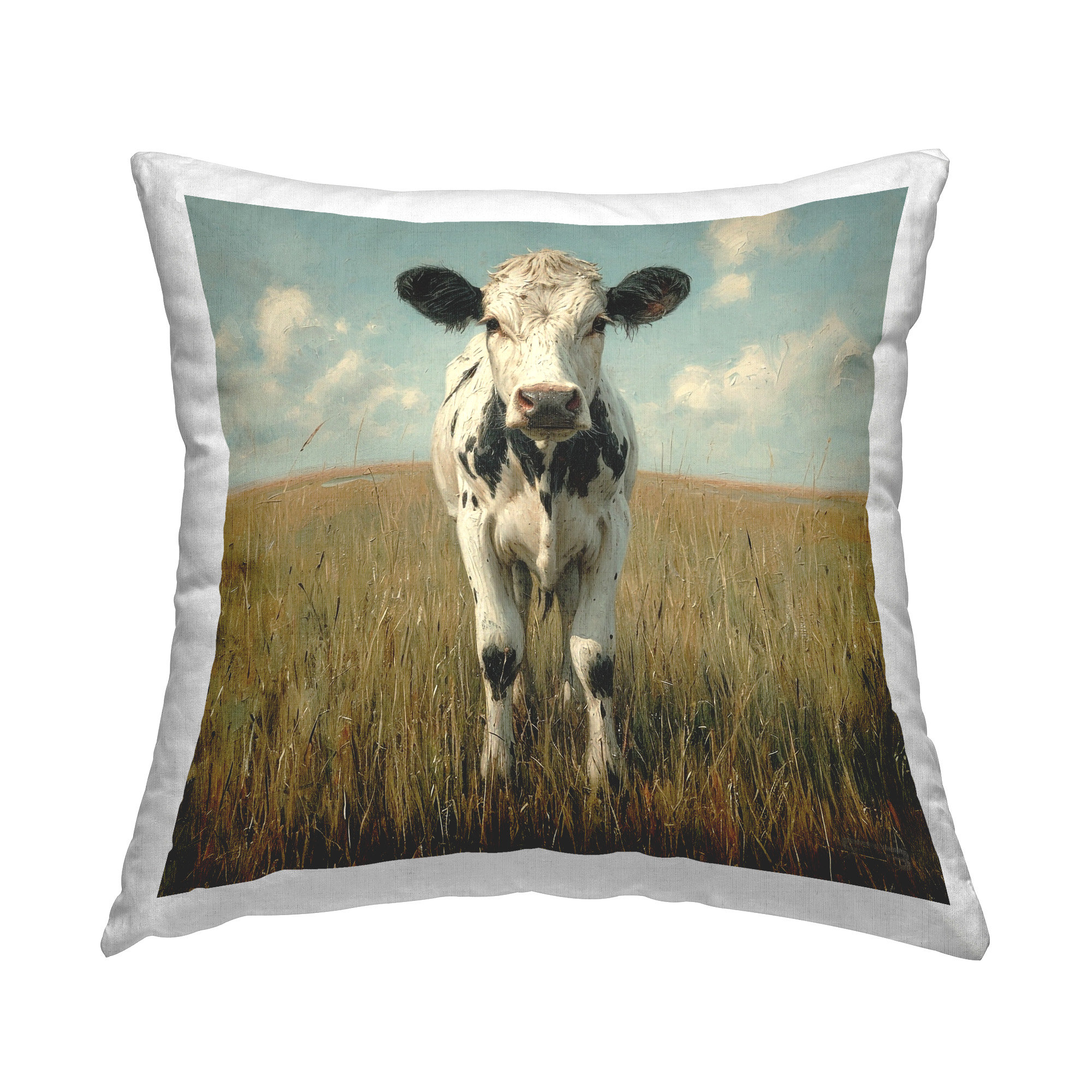 Stupell Industries Cow in Verdant Field Decorative Printed Throw Pillow ...