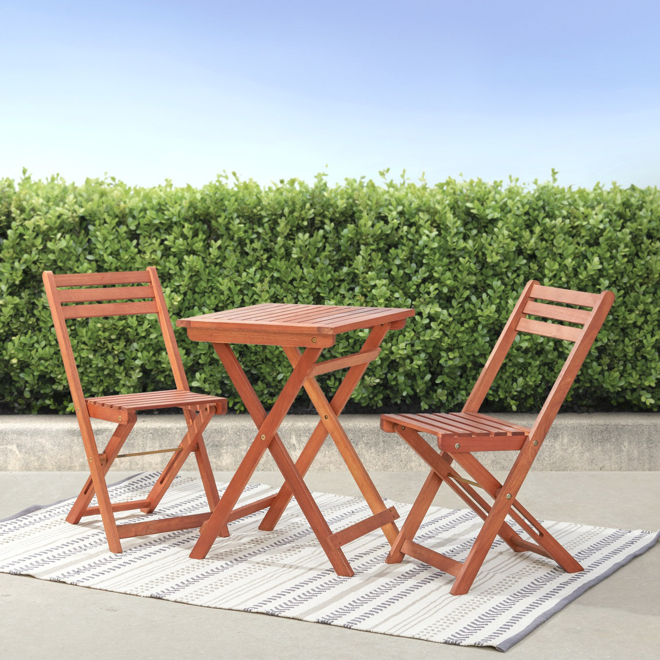 Winston Porter Reddish Brown Balcony Wood Bistro Set, Patio Set ...