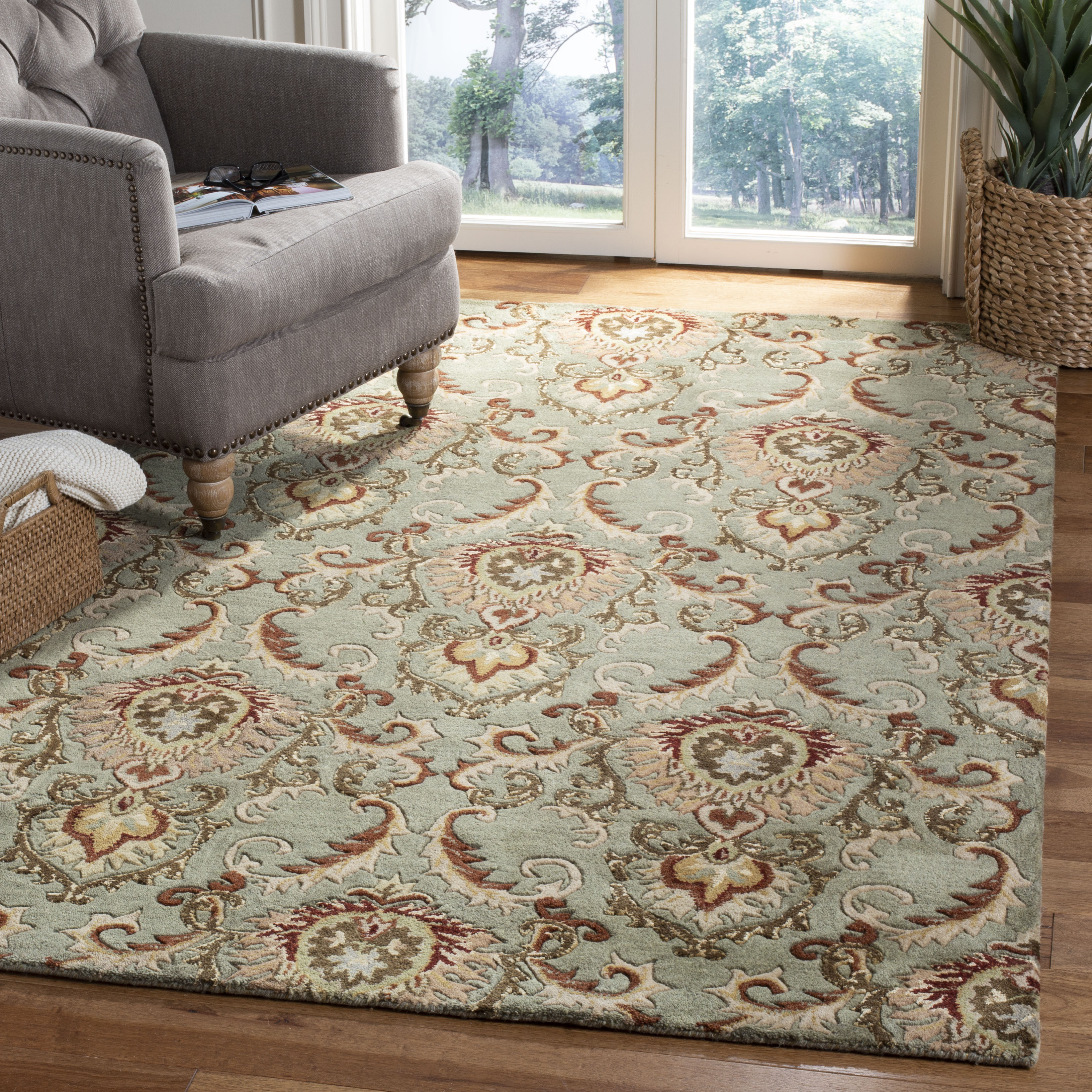 Winston Porter Candelo Hand Tufted Wool Damask Rug | Wayfair