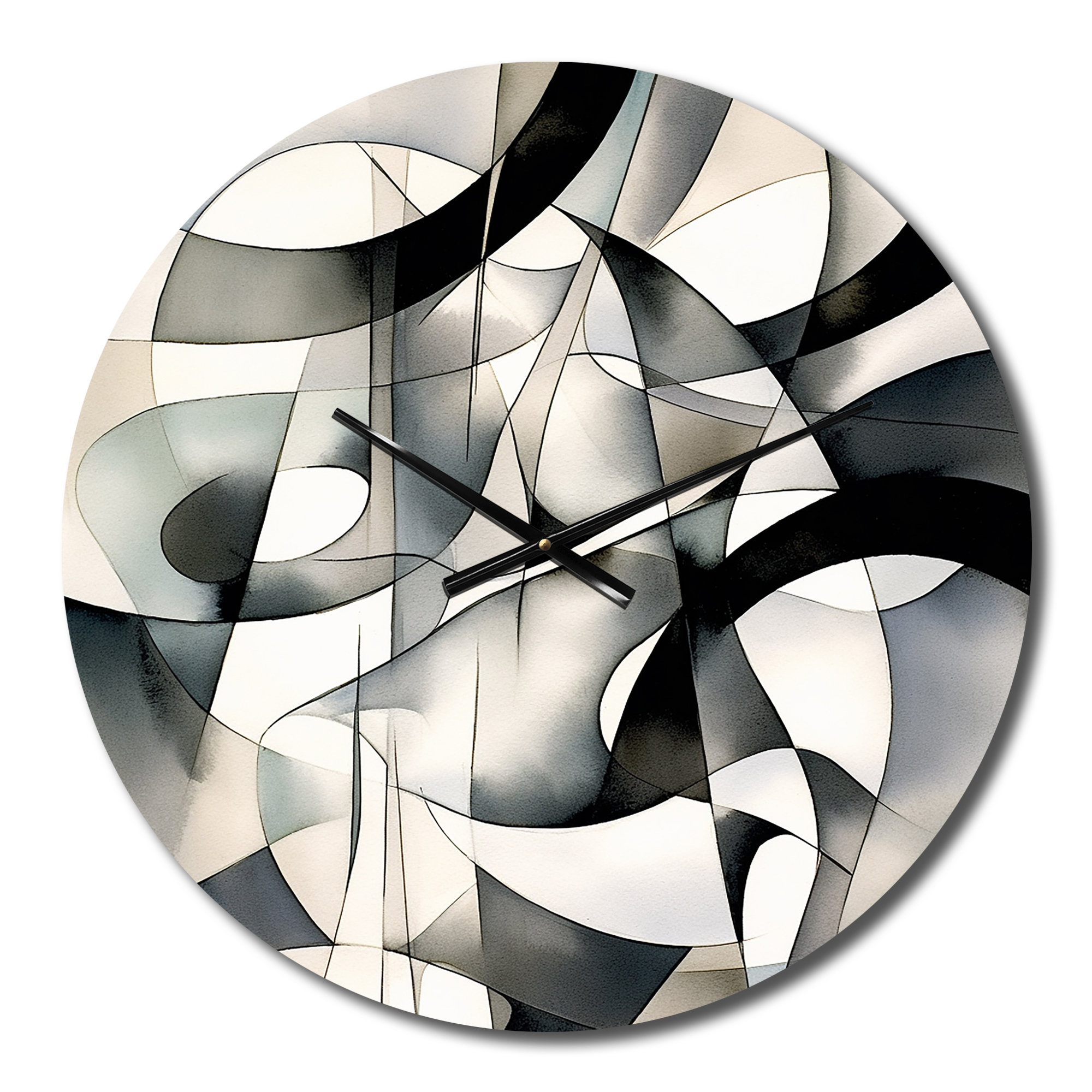 Ivy Bronx Abstract Neutral XIII - Modern Geometric Wall Clock | Wayfair