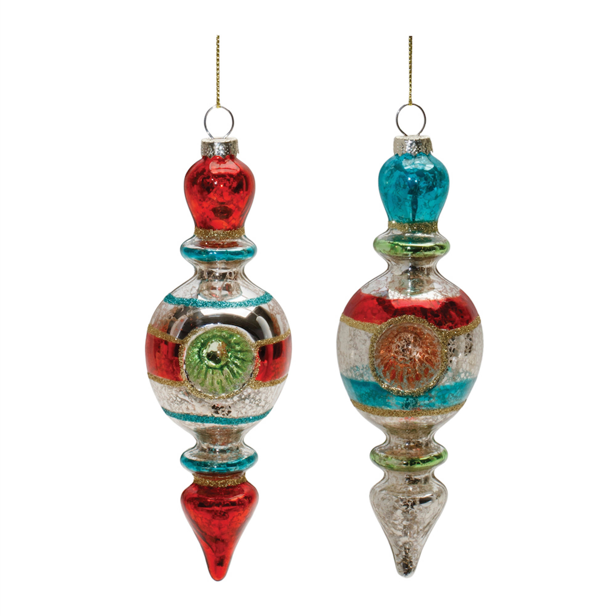 Melrose International Multicolor Mercury Glass Reflector Drop Ornament ...