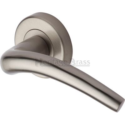 Heritage Brass Door Handle Lever Latch on Round Rose Wing Design ...