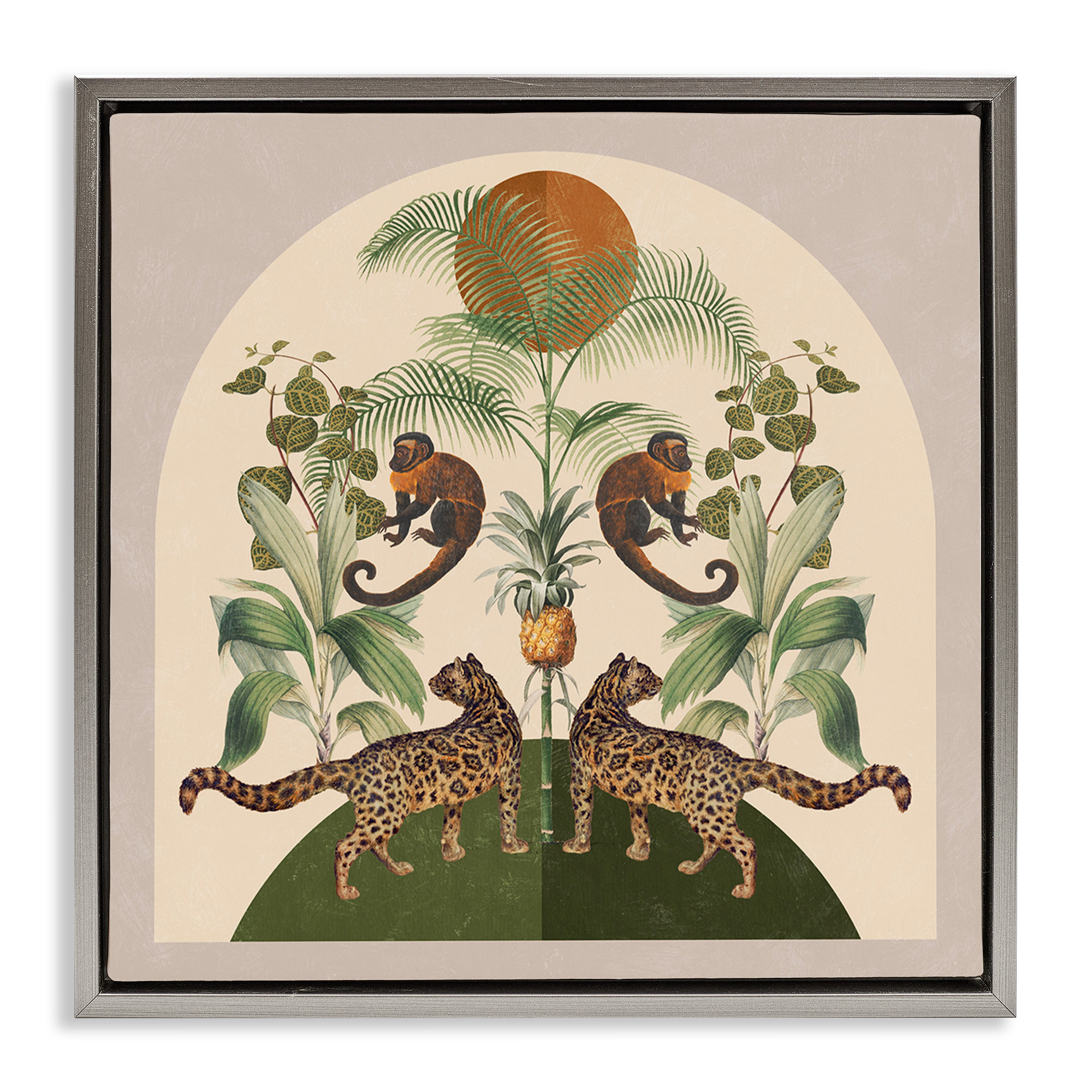 Bay Isle Home™ Boho Jungle Animals Gray Framed Floater Canvas Wall Art ...