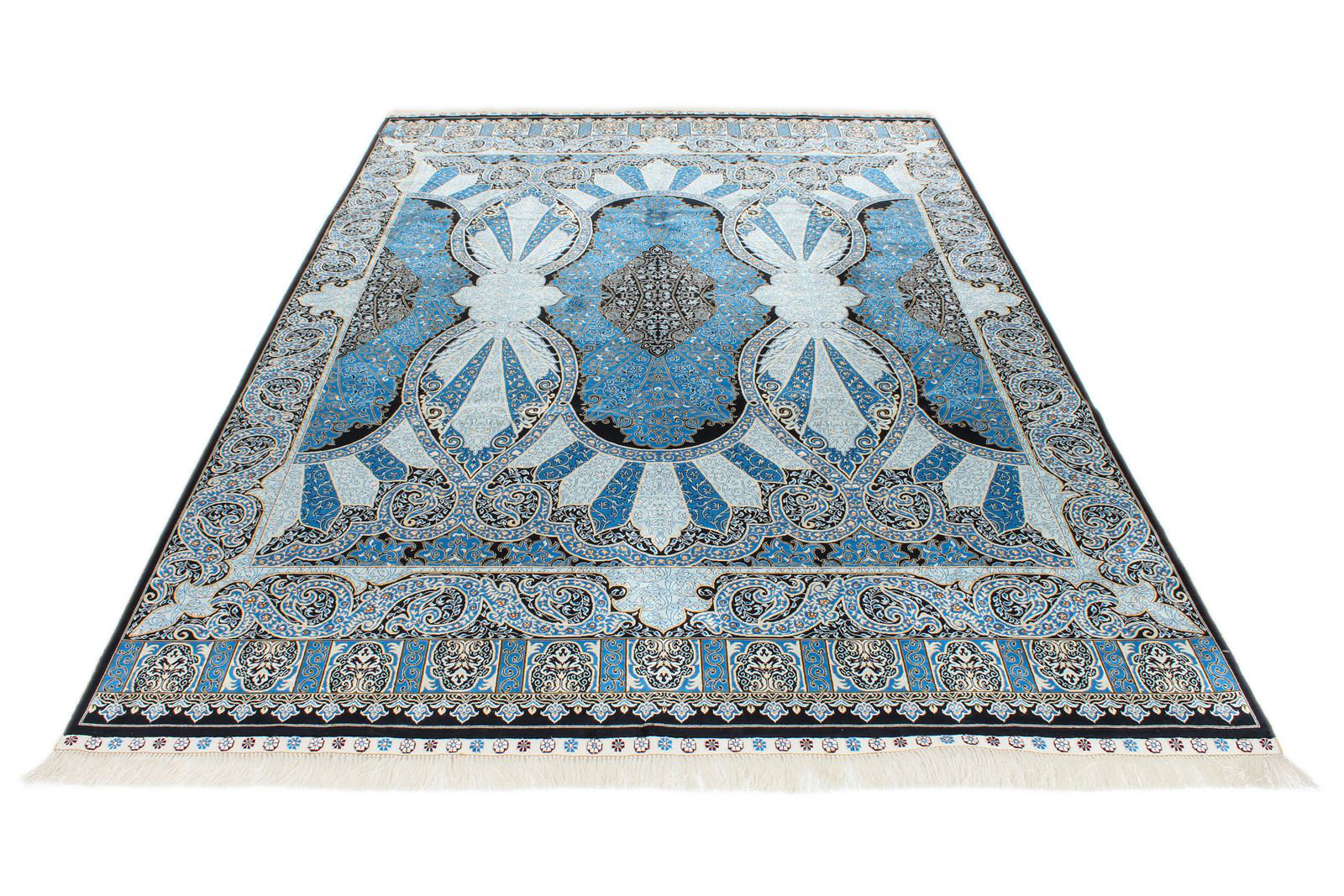 Home and Rugs 6x9 Blue and Navy Turkish Silk Rug | Wayfair