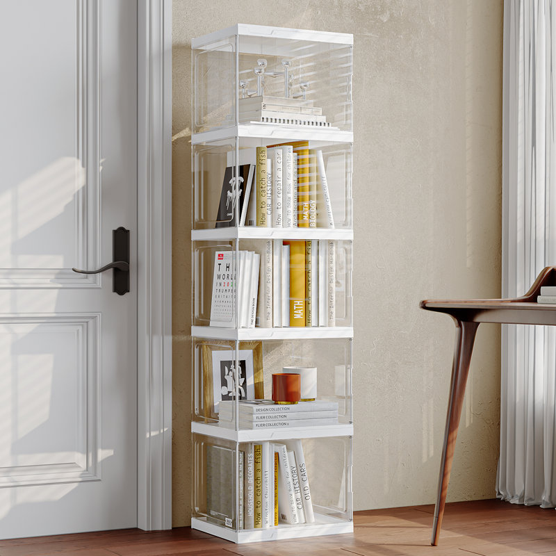 Wrought Studio™ Bookcase,Tall Plastic Transparent Bookcase for Books ...