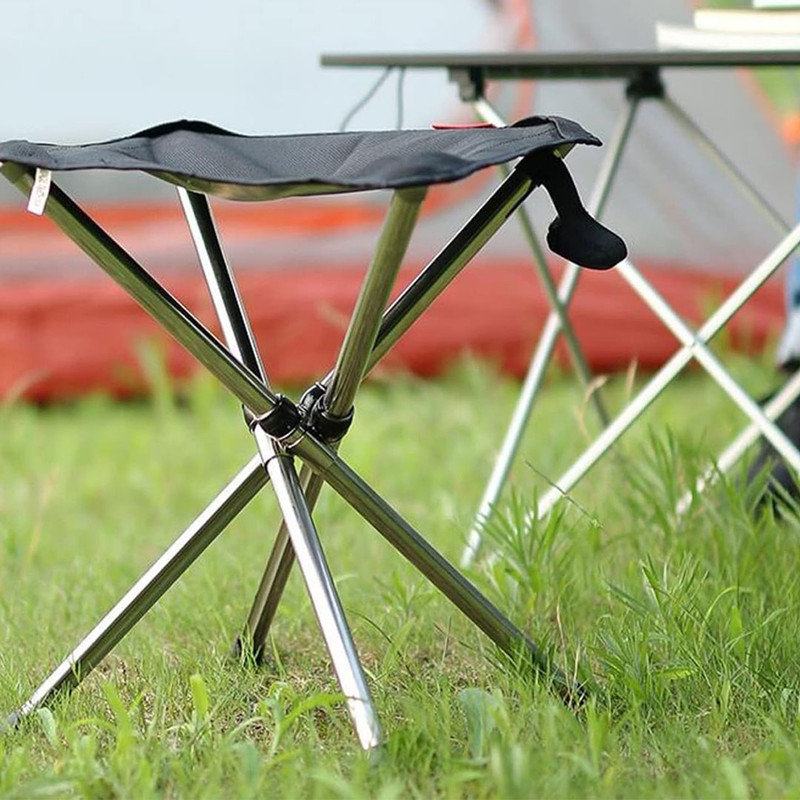 Arlmont & Co. Retractable Camping Stool, Stainless Steel Lightweight ...