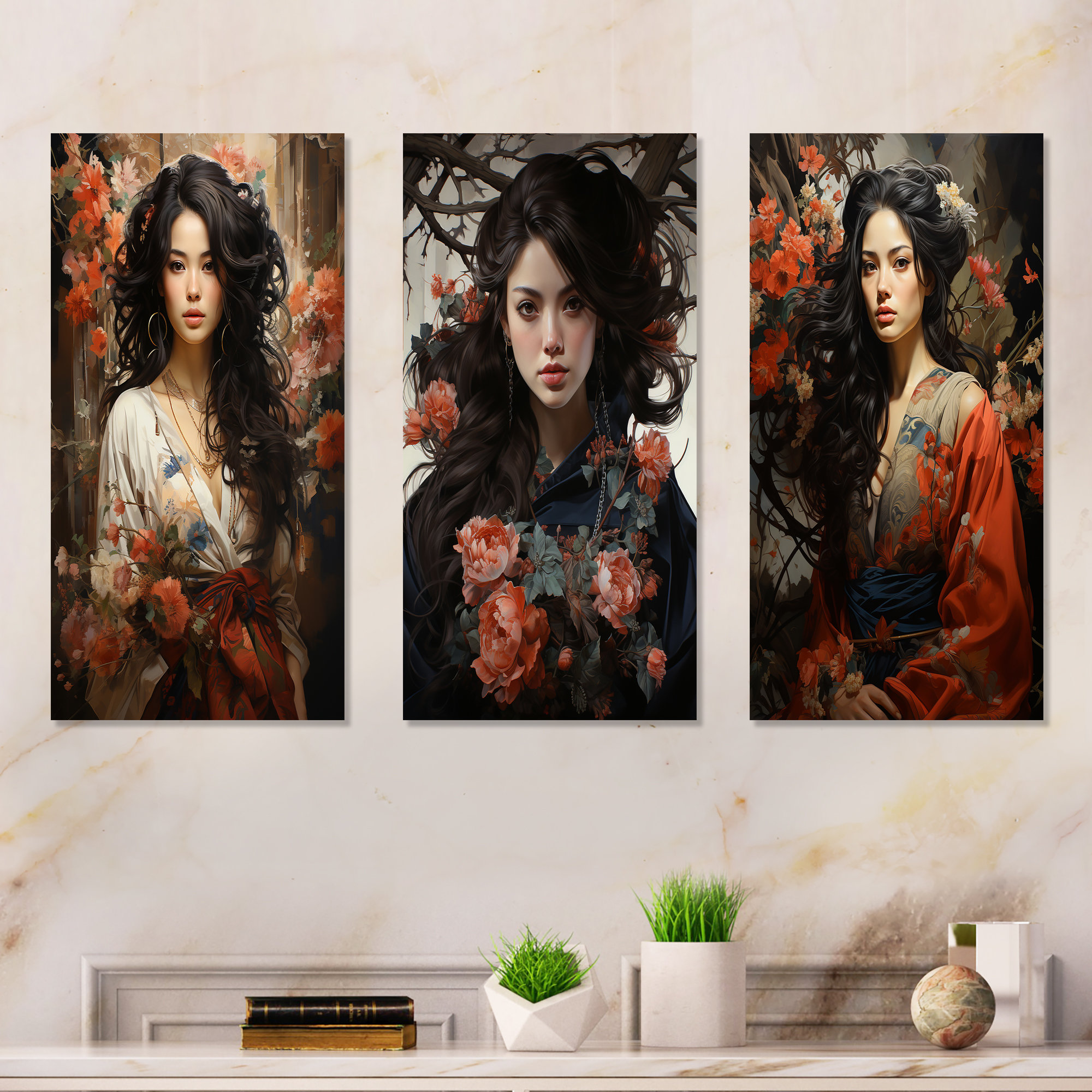 Lark Manor™ Renaissance Asian Shogun Woman I - Woman Asian Metal Wall ...