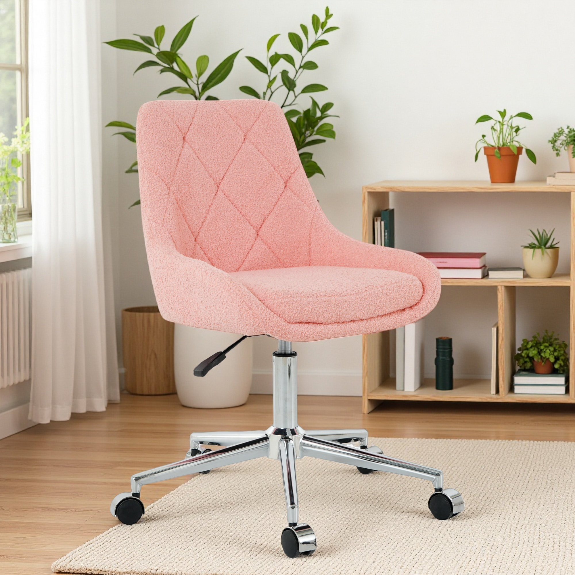 Ebern Designs Modern Teddy Fleece Fabric With Chrome Legs Living Room ...