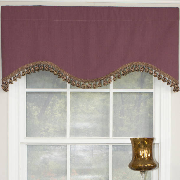 RLF Home Aris Cotton Scalloped 51'' W Window Valance in Purple | Wayfair