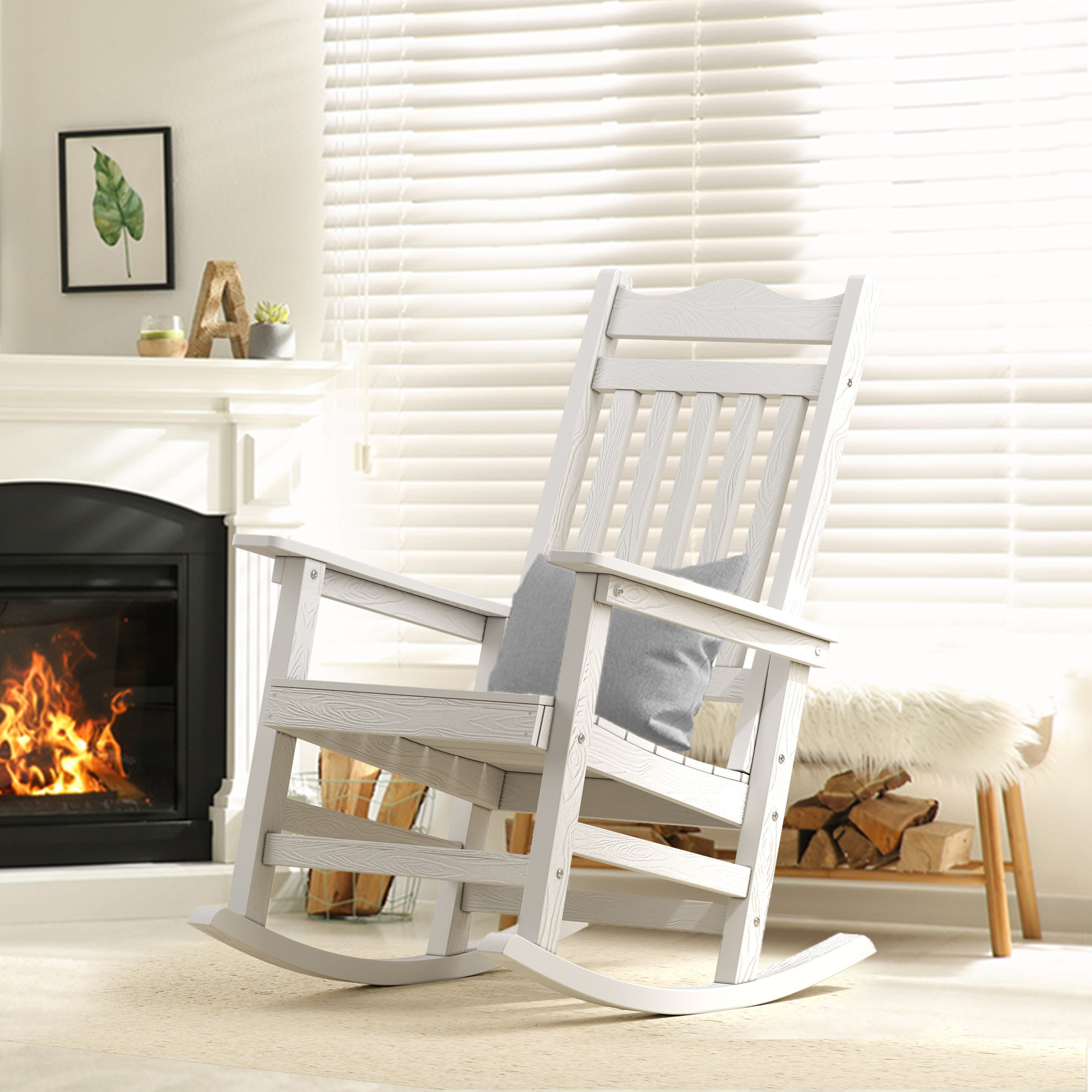 Lark Manor™ Outdoor Allamon Rocking Plastic Chair with Cushions ...