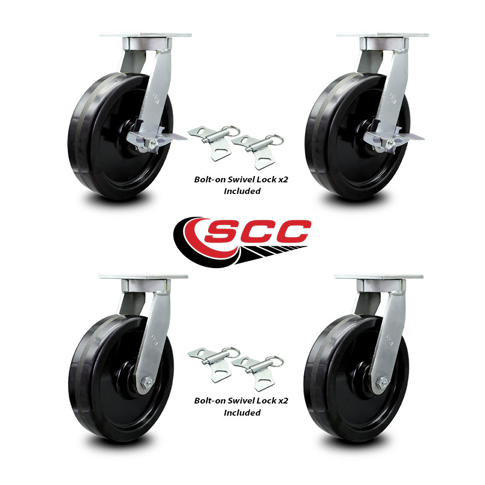 Service Caster 10 Inch Extra Heavy Duty Phenolic Wheel Caster Set 4 ...