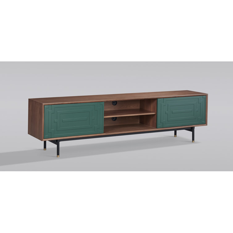 Canora Grey Aveah Stilig Walnut Mint-Green TV Cabinet | Wayfair.co.uk