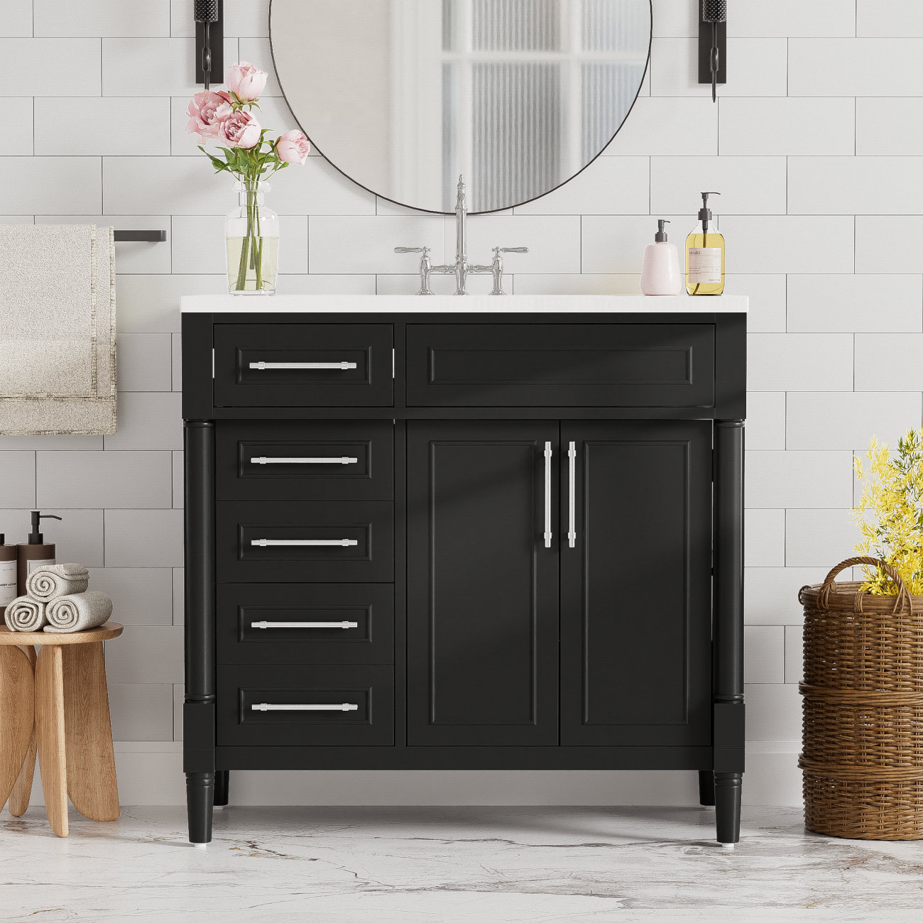 Lipoton Bathroom Vanity With Top Resin Sink/ Freestanding Bathroom ...