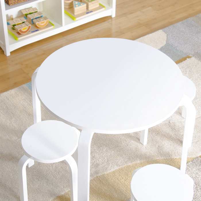 Guidecraft Nordic Toddler and Kids 5 Piece Round Table and Stool Set ...