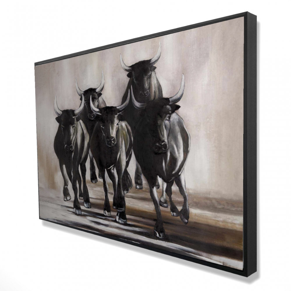 Foundry Select Group of running bulls - 24"x36" Framed canvas - Wayfair ...