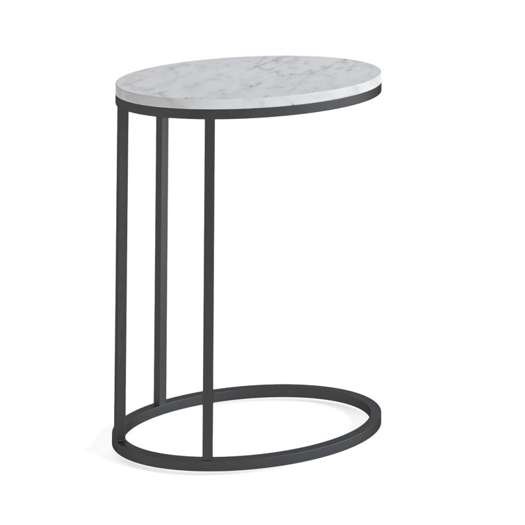Metro Lane Marble Oval Side Table with Grey Frame | Wayfair.co.uk