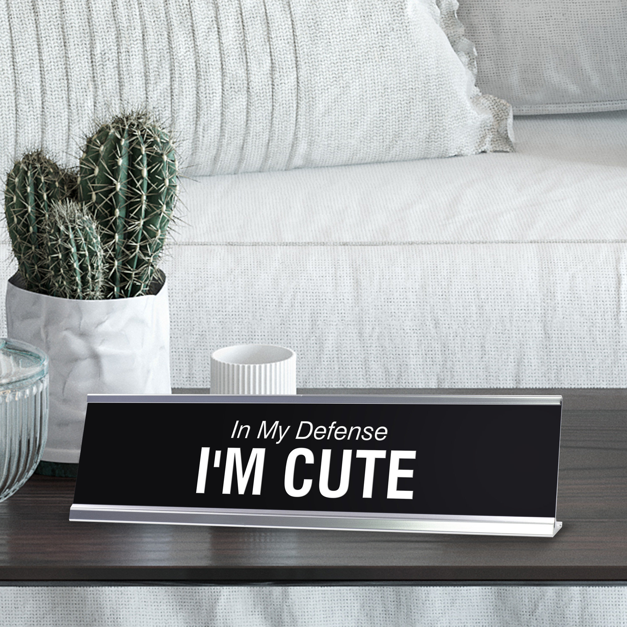 Designs ByLITA In My Defense I'm Cute Novelty Sign | Wayfair