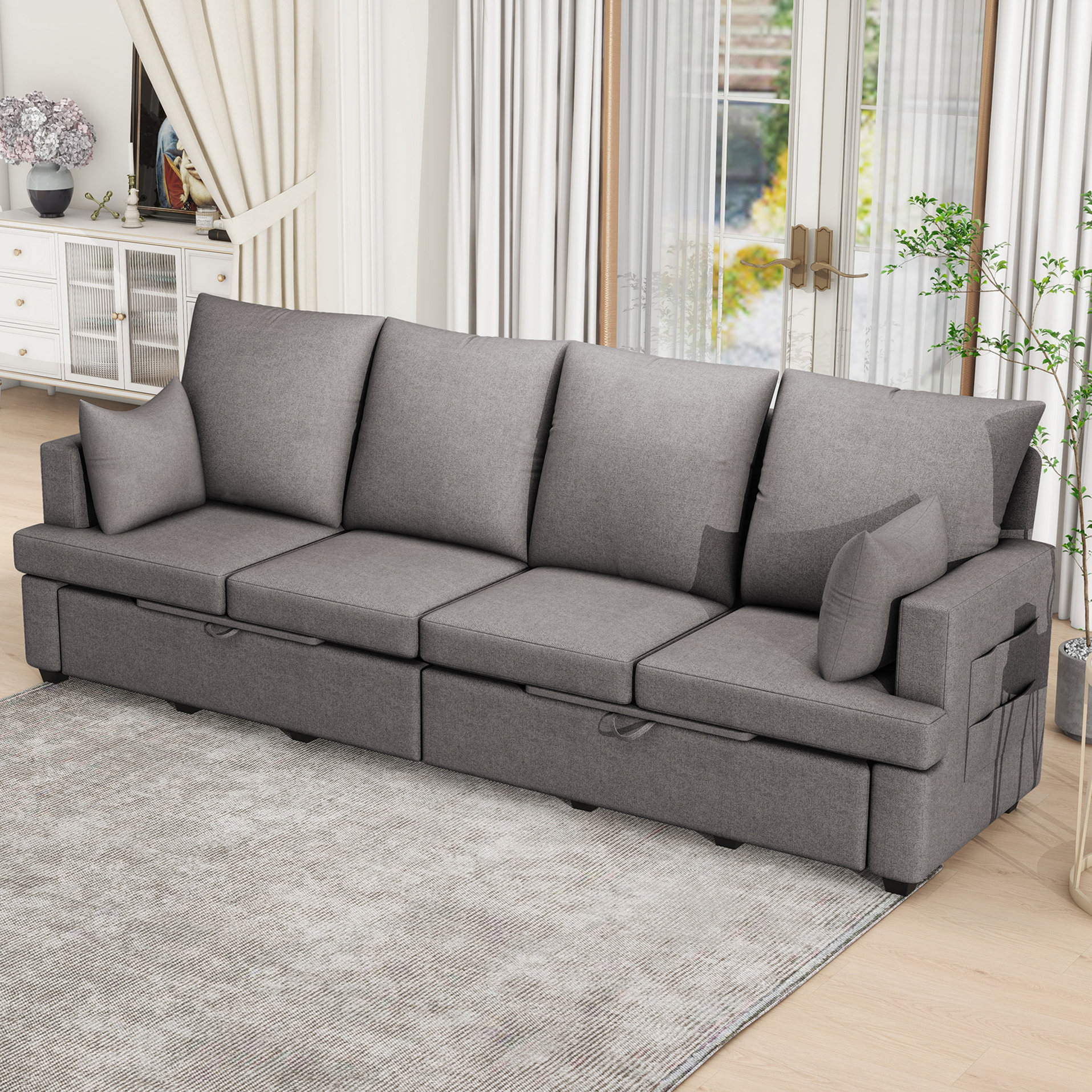 Latitude Run® Modern Modular Sofa, 4 Seat Chenile sectional Couch Set ...