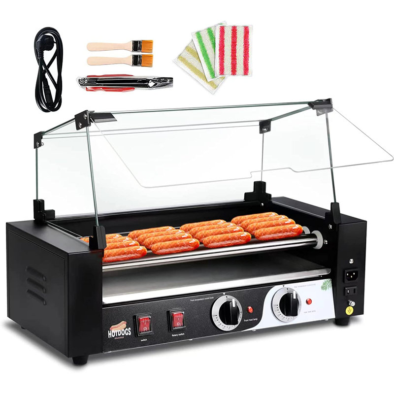 LIANQIAN Electric 12 Hot Dog 5 Roller Grill Cooker Machine with Cover ...