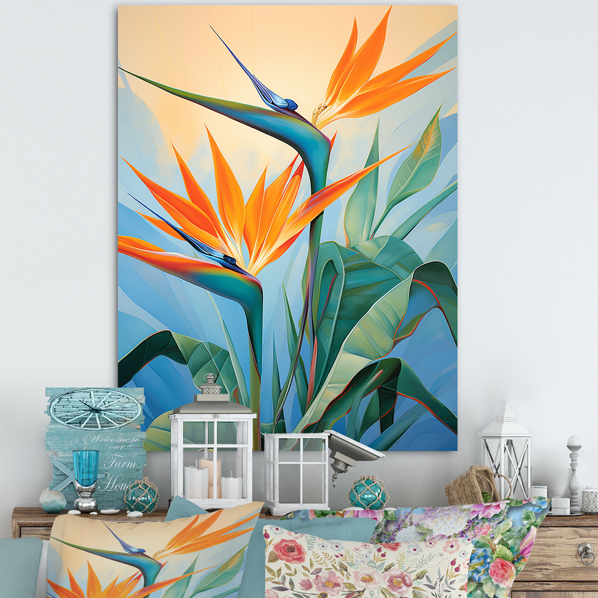 Design Art Paradises Profile Flower - Birds Of Paradise Canvas Wall Art ...