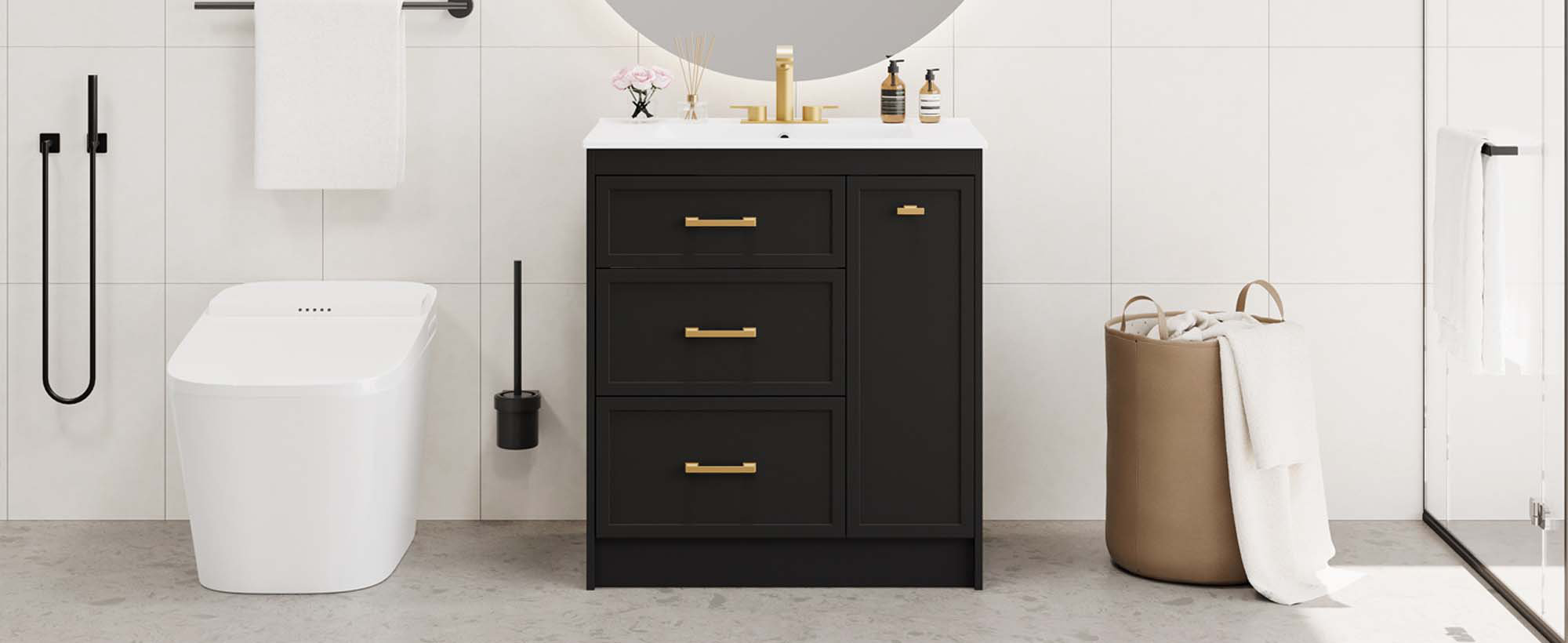 Winston Porter Classic 30" Forest Bathroom Vanity Set, Floor Standing ...