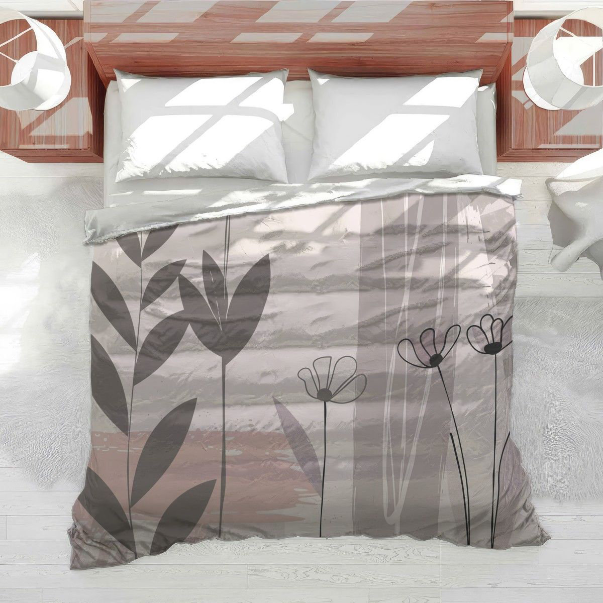 VisionDecor Floral Shapes Bedding Cool Pattern Duvet Cover Minimal ...
