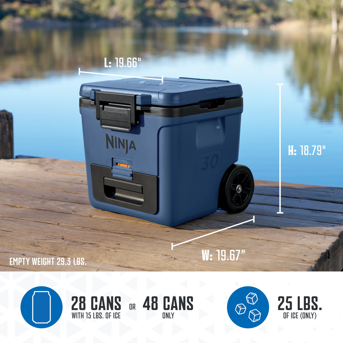 Ninja FrostVault 30qt Wheeled Cooler with Dry Zone, Integrated Fridge ...