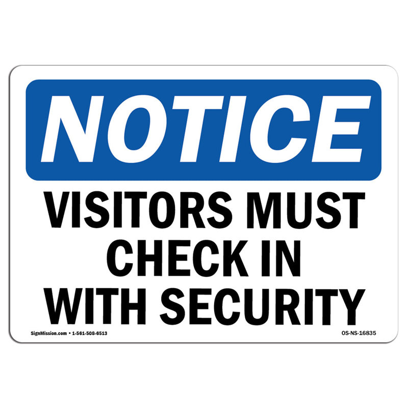 SignMission Notice Visitors Must Check in with Security | Wayfair