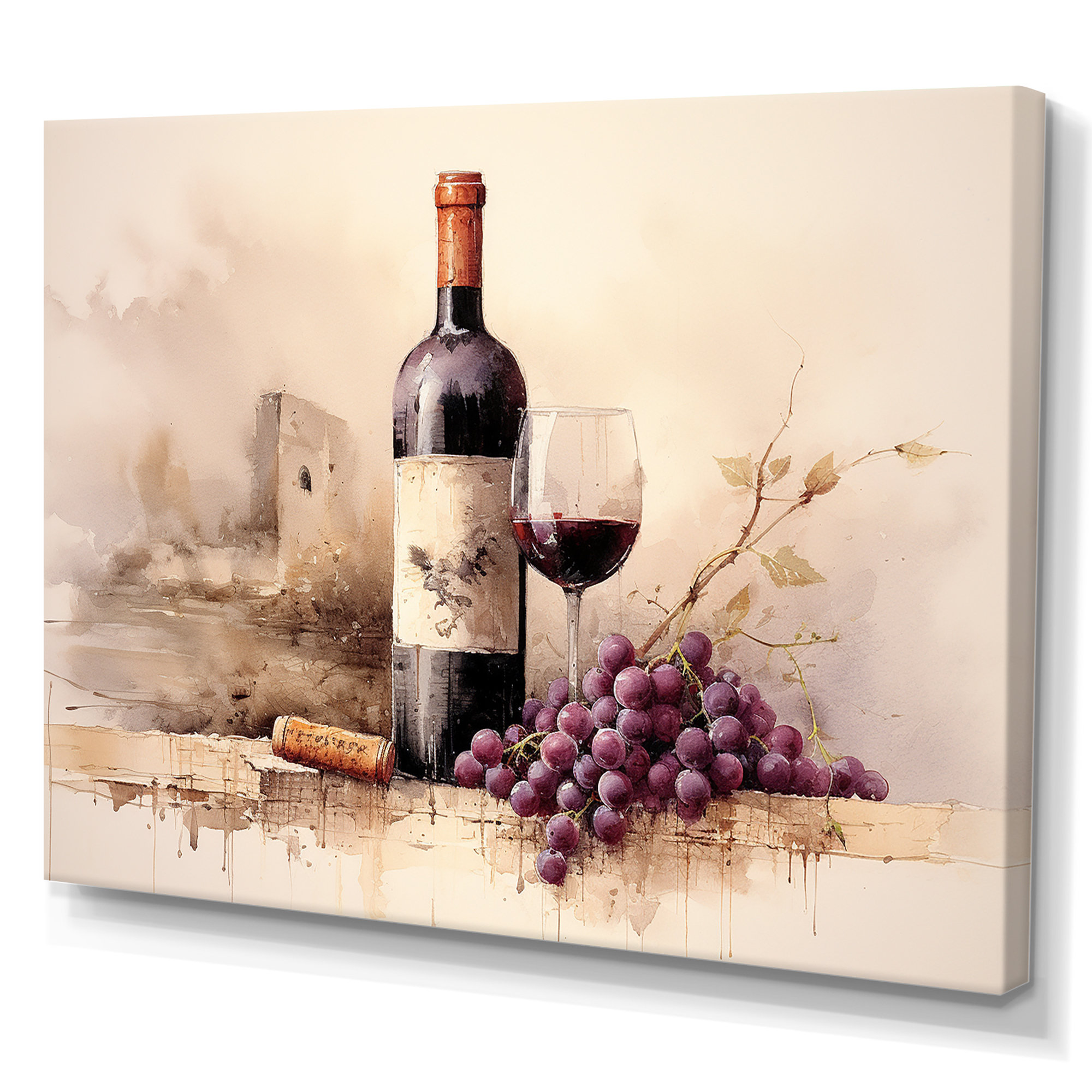Design Art Cabernet Curve - Wine Canvas Art Print | Wayfair