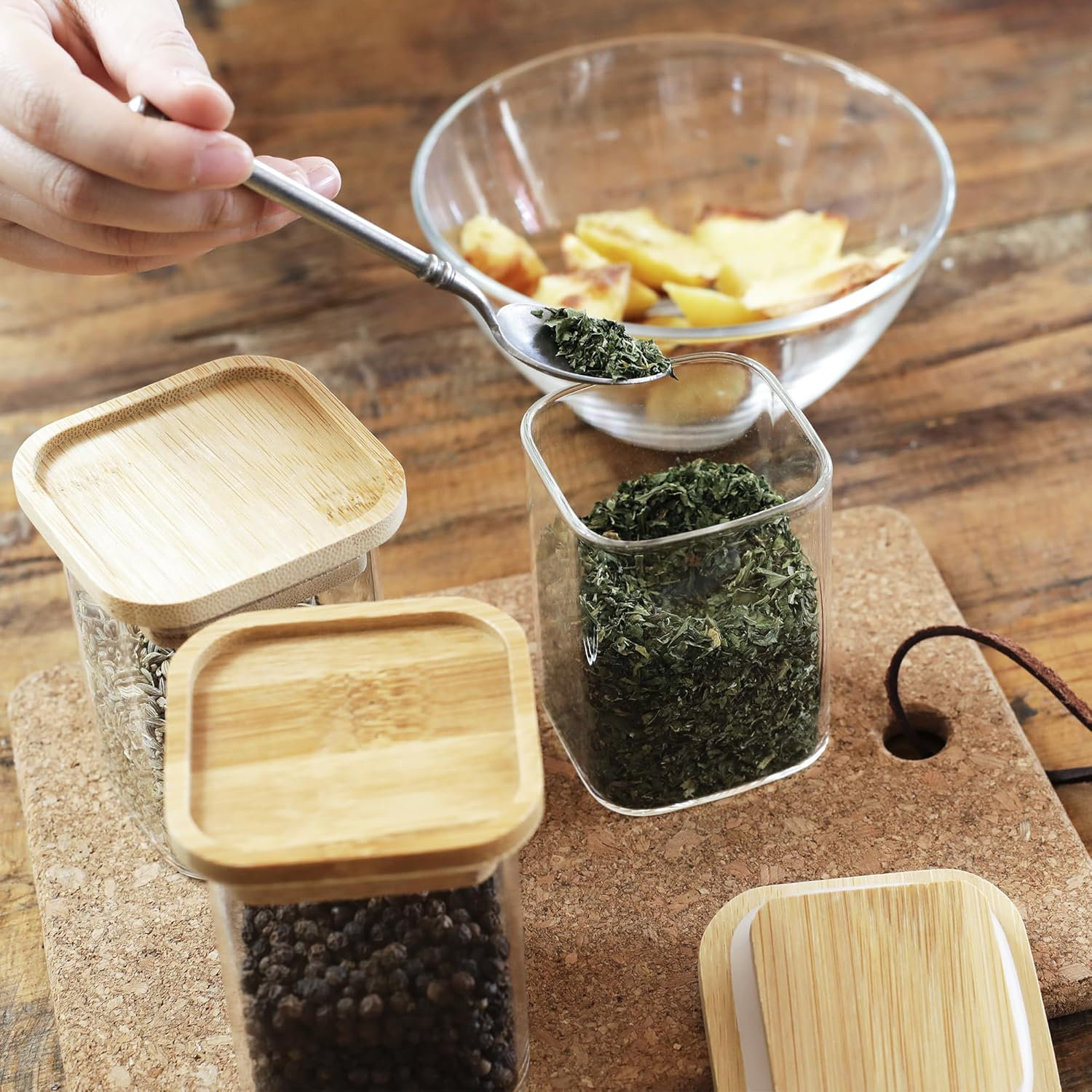 Prep & Savour 12Pcs Stackable Spice Jars, Square Spice Bottles With ...