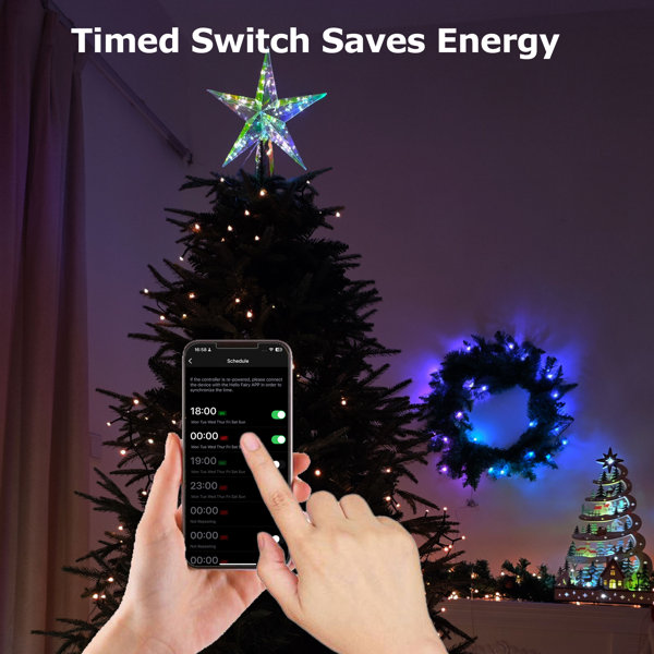 The Holiday Aisle® Christmas Star Tree Topper, 10” 50leds Smart Lighted ...