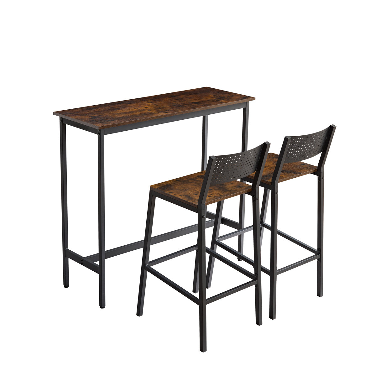 17 Stories Industrial Style Bar Stool And Bar Three-Piece Set, Iron ...