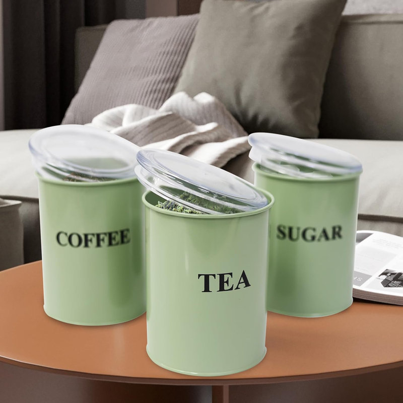 Rosalind Wheeler 3 Piece Kitchen Canister Set, Tea Sugar Coffee ...