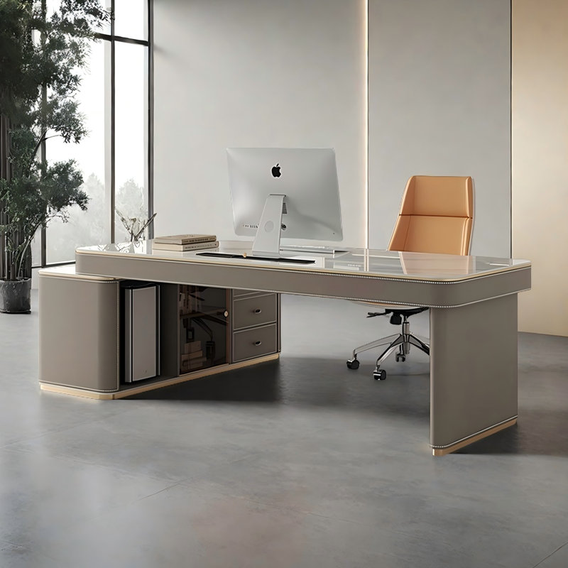 Tha Dream Team Luxury Modern L-Shaped High-Grade Solid Wood Office Desk ...