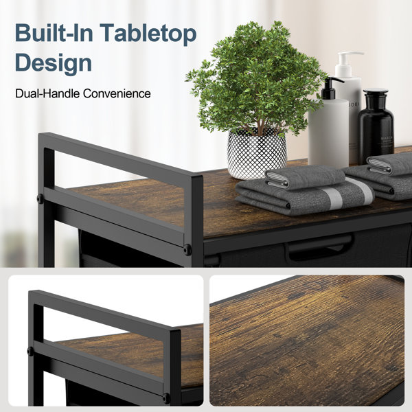 17 Stories Rolling Laundry Hamper And Waste Basket Set with Handles ...