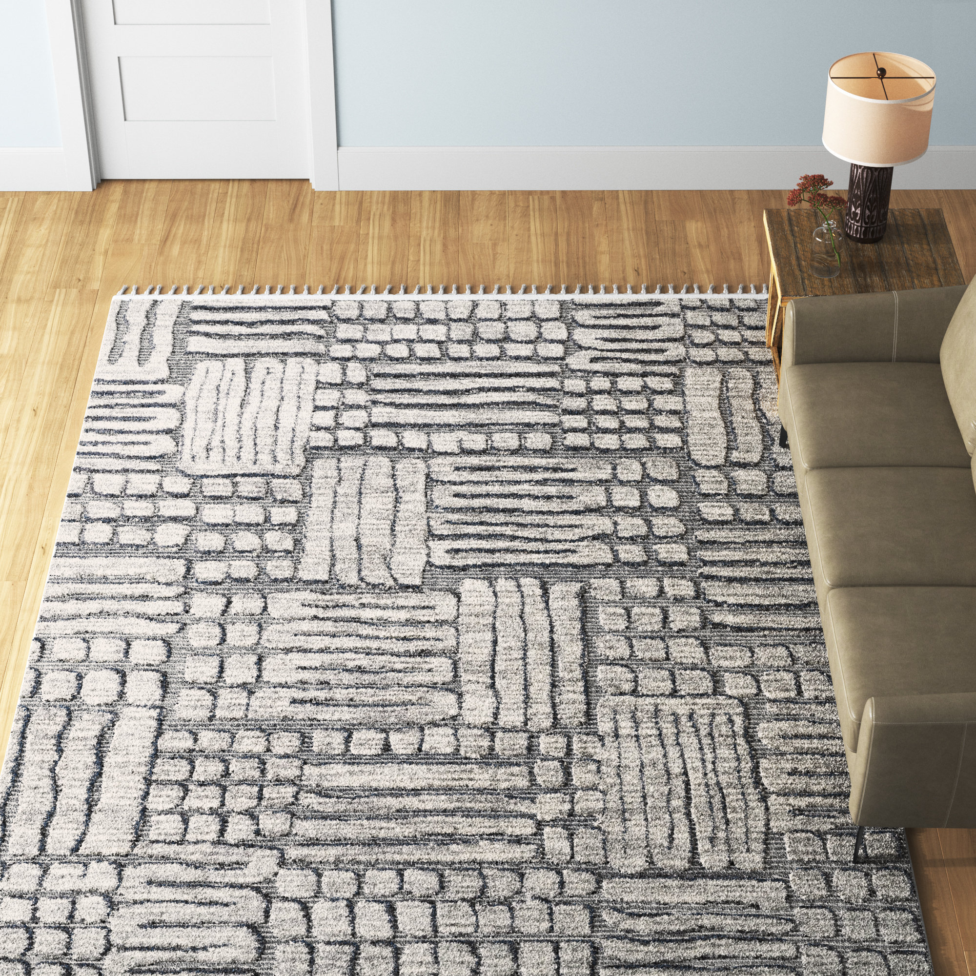 Foundry Select Kathlee Geometric Gray Area Rug & Reviews | Wayfair