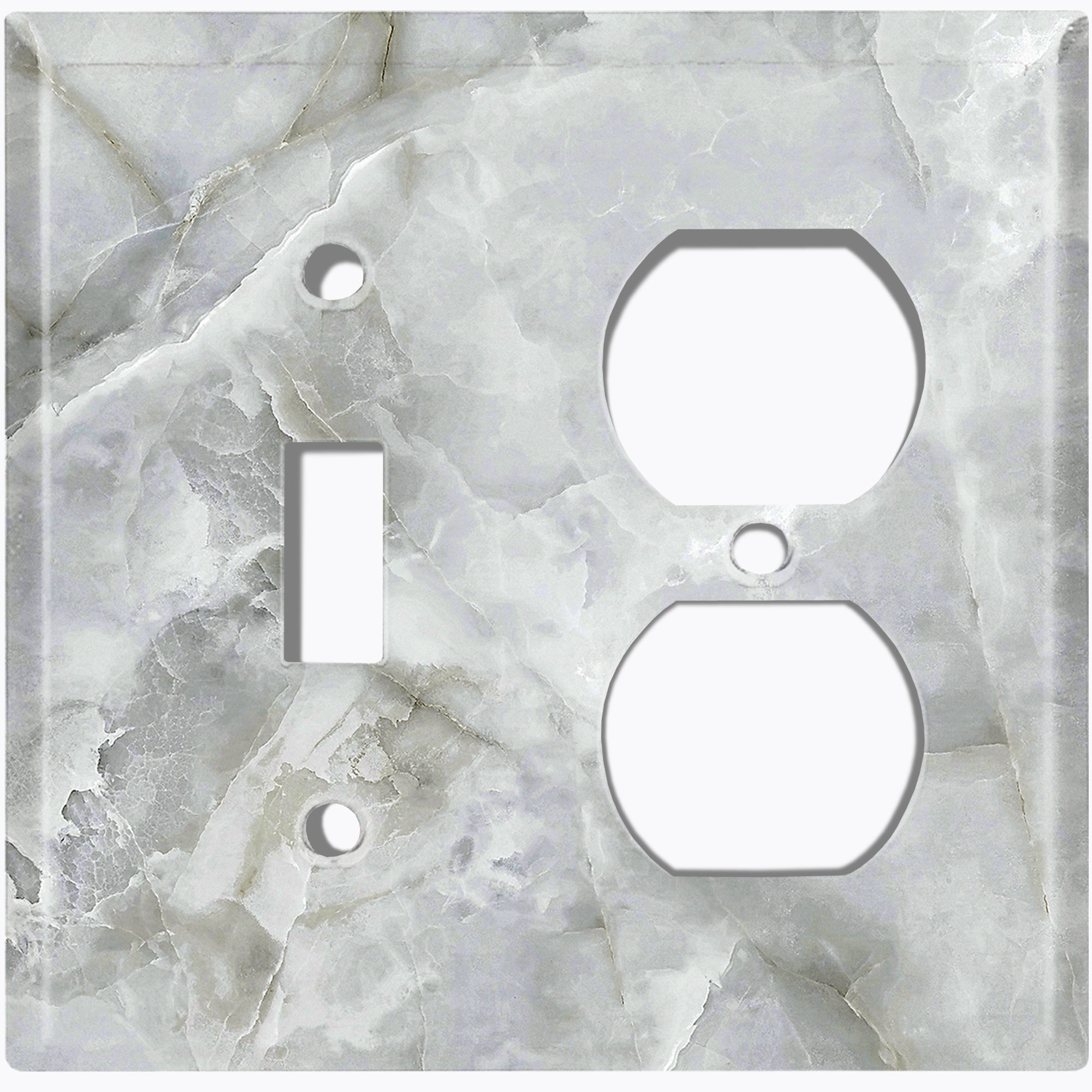 WorldAcc Metal Light Switch Plate Outlet Cover (Marble Grey Print 3 ...