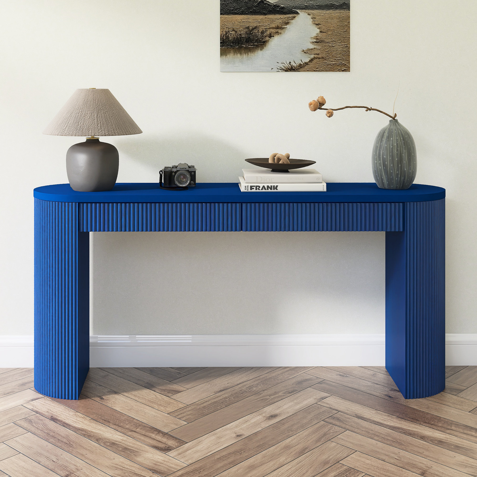 Hokku Designs Sophisticated Console Table With Pine Veneer And Vertical ...