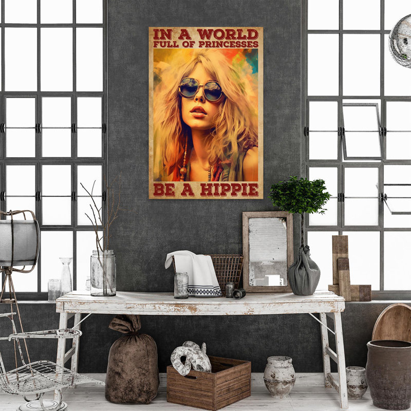 Trinx Be A Hippie - 1 Piece Rectangle Graphic Art Print Be A Hippie - 1 ...