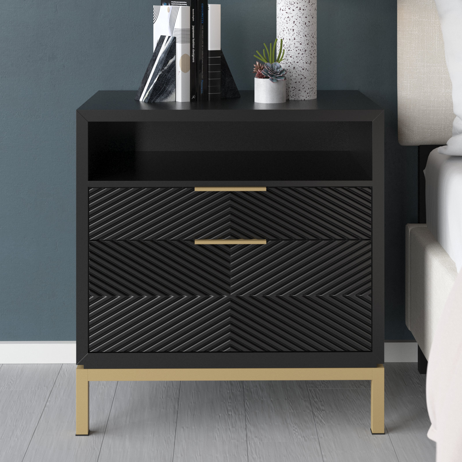 Willa Arlo™ Interiors Leshia 2 - Drawer Nightstand in Black & Reviews ...