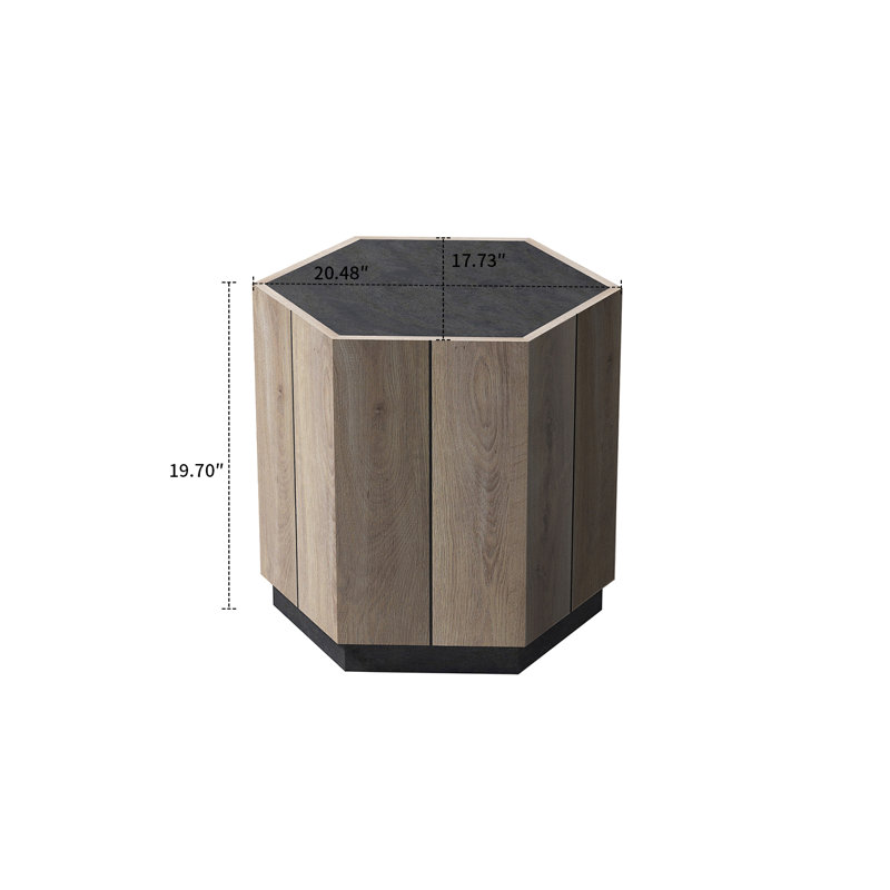 Latitude Run® Vintage Chic Wooden Hexagonal End Table With A Drawer ...