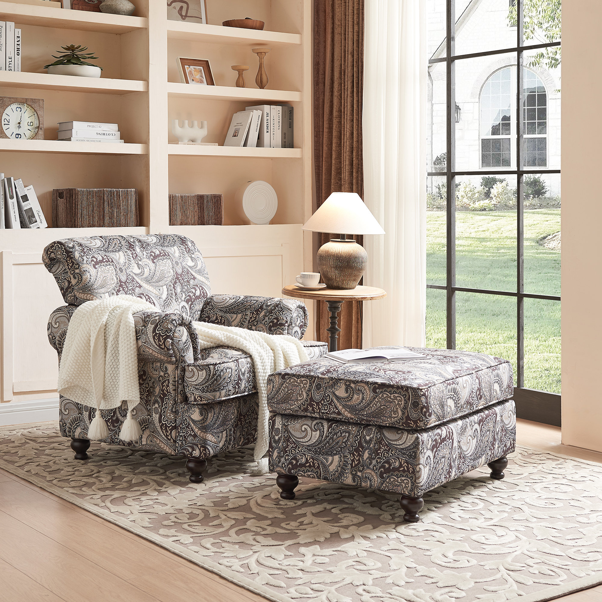 Darby Home Co Accent Chairs With Ottoman, Comfy Upholstered Armchair ...