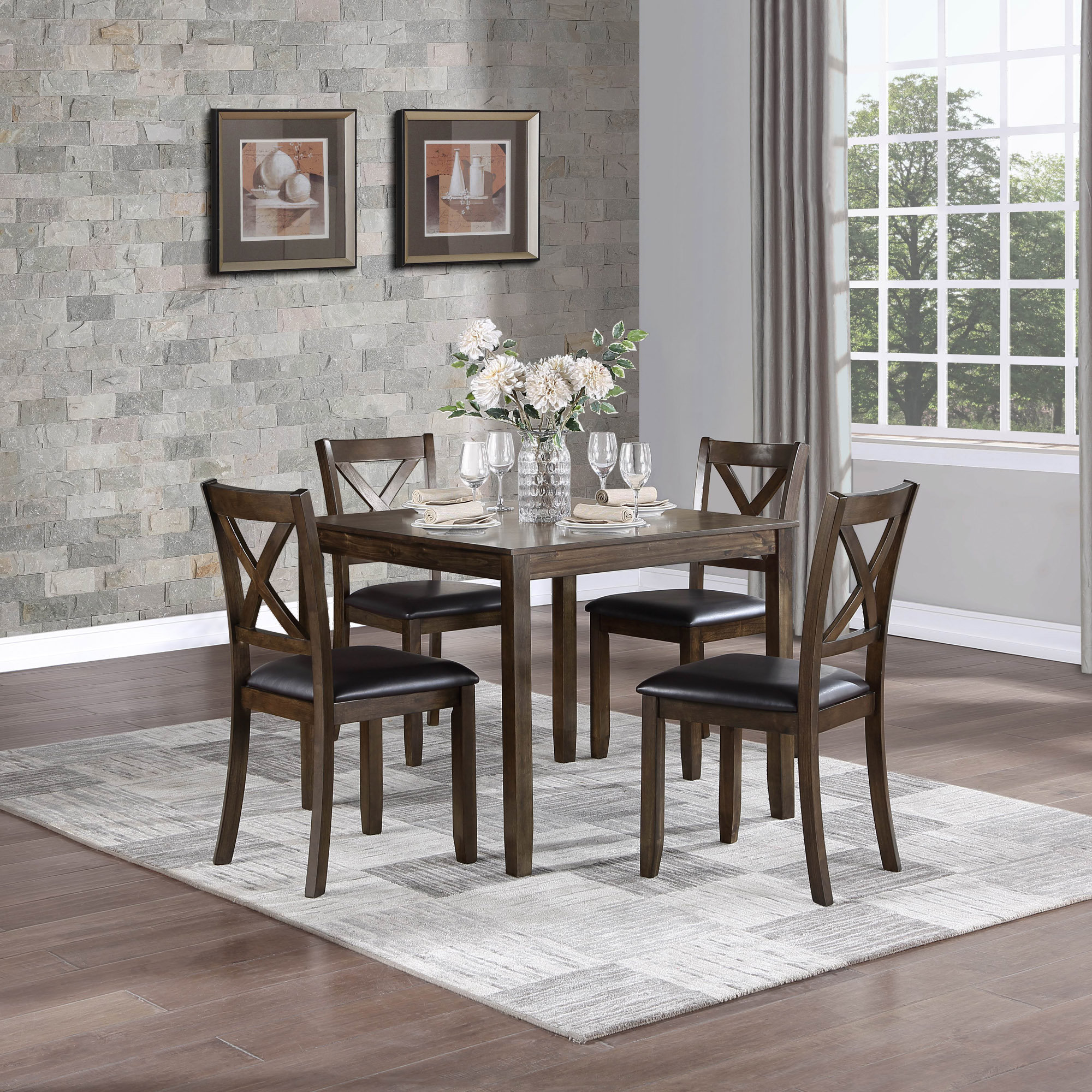 Gracie Oaks Transitional Style 5Pc Dinette Set For Dining Room ...